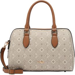 L.Credi Henkeltasche, Kunstleder, Emblem, Allover-Print, für Damen, beige