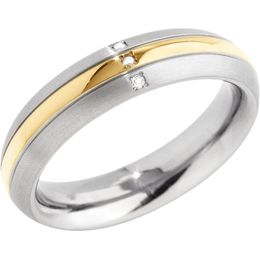 Boccia® Damen Ring, Titan mit 3 Diamanten zus. ca. 0,015 Karat, bicolor, 54