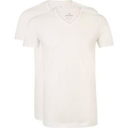 Ragman T-Shirt, 2er-Pack, V-Ausschnitt, für Herren, weiß, M