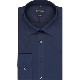 Manguun collection Businesshemd, Kent-Kragen, Body-Fit, für Herren, blau, 39