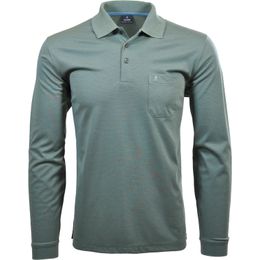 Ragman Poloshirt, gestreift, Brusttasche, für Herren, grün, XL