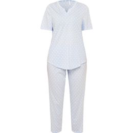 RÖSCH Smart Casual Capri-Pyjama, Baumwolle, für Damen, blau, 40