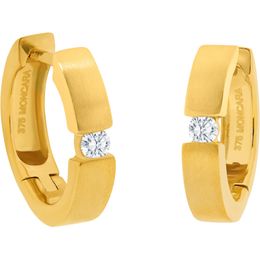 MONCARA Damen Creolen, 375er Gold mit 2 Diamanten, zus. ca. 0,08 Karat, gold, 99