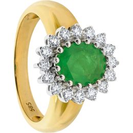 VANDENBERG Damen Ring, 585er Gelbgold mit Smaragd und 16 Diamanten, zus. ca. 0,40 Karat, gold, 60