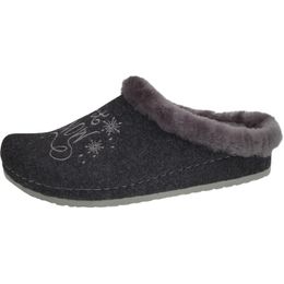 MUBB Pantoffel, Leder, Lammfell, Wollfilz, Stickerei, für Damen, grau, 39