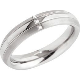 Boccia® Damen Ring, Titan mit 3 Diamanten, zus. ca. 0,015 Karat, silber, 55