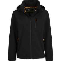 Globetrotter Softshell-Jacke, abnehmbare Kapuze, uni, für Herren, schwarz, XL