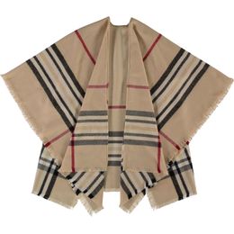 Adagio Poncho, kariertes Design, für Damen, beige, OneSize