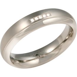 Boccia® Damen Ring, Titan mit 5 Diamanten, zus. ca. 0,025 Karat, silber, 53