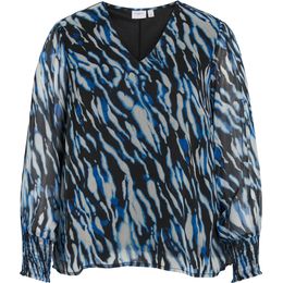 EVOKED VILA Blusenshirt, V-Ausschnitt, grafisches Design, für Damen, blau, 46