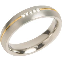 Boccia® Damen Ring, Titan mit 5 Diamanten, zus. ca. 0,025 Karat, bicolor, 53