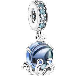 Pandora Charm "Oktopus Murano-Glas 791694C01", 925er Silber, silber