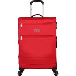 Globetrotter 4-Doppelrollen-Trolley, Weichgepäck, TSA-Zahlenschloss, Fronttaschen, uni, rot