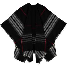 Adagio Poncho, kariertes Design, für Damen, schwarz, OneSize