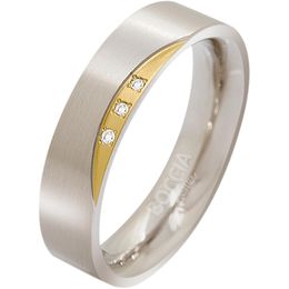 Boccia® Damen Ring, Titan mit 3 Diamanten, zus. ca. 0,015 Karat, bicolor, 52