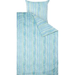 Galeria home Satin-Bettwäsche "Aqua Strip", Reißverschluß, blau