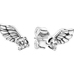 Pandora Damen Ohrstecker "Sparkling Angel Wing 298501C01", 925er Silber, silber
