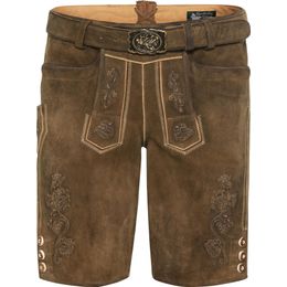 Alpenfeeling Lederhose, Ziegenleder, Stickereien, für Herren, braun, 46