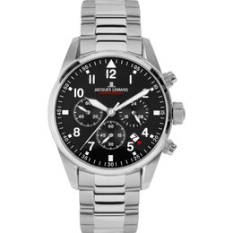 Jacques Lemans Herren Chronograph, silber, 99