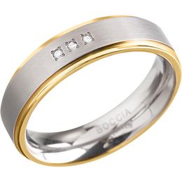 Boccia® Damen Ring, Titan mit 3 Diamanten zus. ca. 0,015 Karat, bicolor, 53