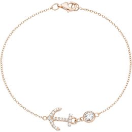 Manguun Damen Armband Anker & Solitair, 925er Silber, roségold