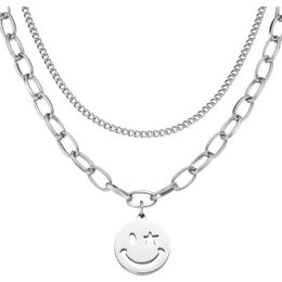 Manguun Damen Kette mit Anhänger, Edelstahl, silber, 42