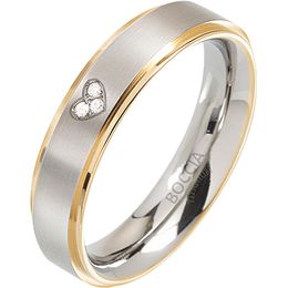 Boccia® Damen Ring, Titan mit 3 Diamanten, zus. ca. 0,015 Karat, bicolor, 54