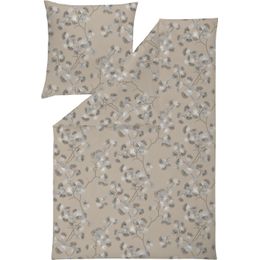 Estella® Interlock-Jersey-Bettwäsche, kleine Blätter, beige