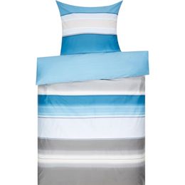 Kaeppel Satin-Bettwäsche "Streifen", blau