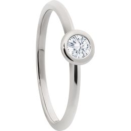 MONCARA Damen Ring, 950er Platin mit 1 Diamant, ca. 0,20 Karat, silber, 58