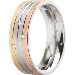 Boccia® Damen Ring, Titan mit 3 Diamanten, zus. ca. 0,015 Karat, tricolor