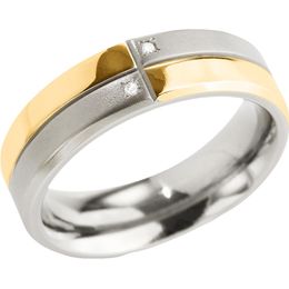 Boccia® Damen Ring, Titan mit 2 Diamanten, zus. ca. 0,01 Karat, bicolor, 62