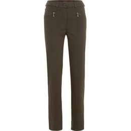 Zerres Mona Jeans, elastisch, 5-Pocket, Straight-Fit, für Damen, grün, 22