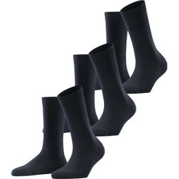 Falke Kurzsocken, 3er-Pack, Bündchen, uni, für Damen, blau, 35-38