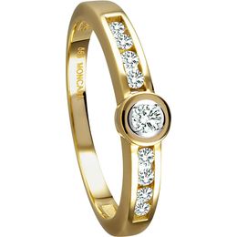 MONCARA Damen Ring, 585er Gelbgold mit 9 Diamanten, zus. ca. 0,20 Karat, gold