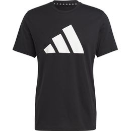 Adidas T-Shirt, Rundhals, Logo-Print, für Herren, schwarz, M