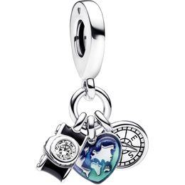 Pandora Charm "Camera, Heart & Compass 792703C01", 925er Silber, silber, 99