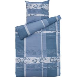 Kaeppel Satin-Bettwäsche, Reißverschluss, blau