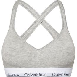 Calvin Klein Modern Cotton Bralette, gekreuzte Träger, Label-Bund, für Damen, grau, XS