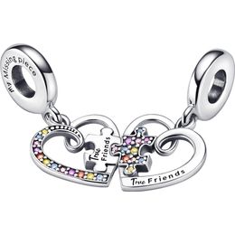 Pandora Charm "Puzzleteil Teilbarer Freundschafts-Anhänger 792239C01", 925er Silber, silber, 99
