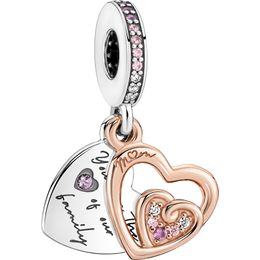 Pandora Charm "Verschlungene Unendliche Herzen 781020C01", 925er Silber, roségold