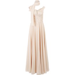 MASCARA© LONDON Kleid, lang, Spitze, für Damen, beige, 40