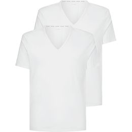 Calvin Klein Unterhemd, 2er-Pack, V-Ausschnitt, für Herren, weiß, M