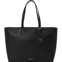 Calvin Klein Shopper, Lederoptik, Logo-Anhänger, für Damen, schwarz