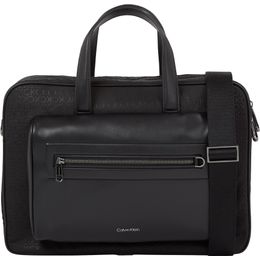 Calvin Klein Businesstasche, Polyester, Logo-Print, Reißverschluss, für Herren, schwarz