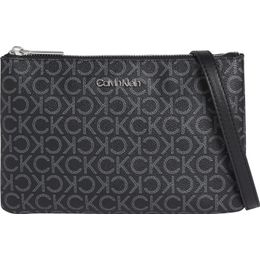 Calvin Klein Schultertasche, Kunstleder, Logo-Print, für Damen, schwarz