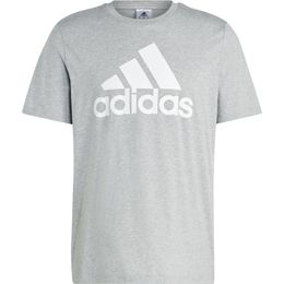 Adidas T-Shirt, Logo-Print, Baumwolle, für Herren, grau, S