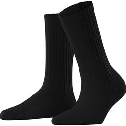 Falke Cosy Wool Boot Socken, verstärkte Belastungszonen, für Damen, schwarz, 35-38