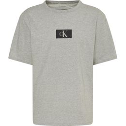 Calvin Klein Schlafshirt, Logo-Print, Rundhals-Ausschnitt, für Herren, grau, L