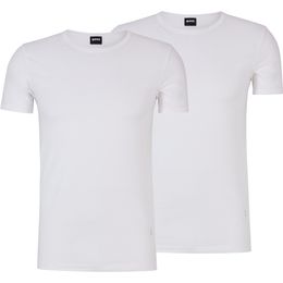 BOSS Unterhemd, 2er-Pack, Baumwolle, Slim-Fit, für Herren, weiß, L